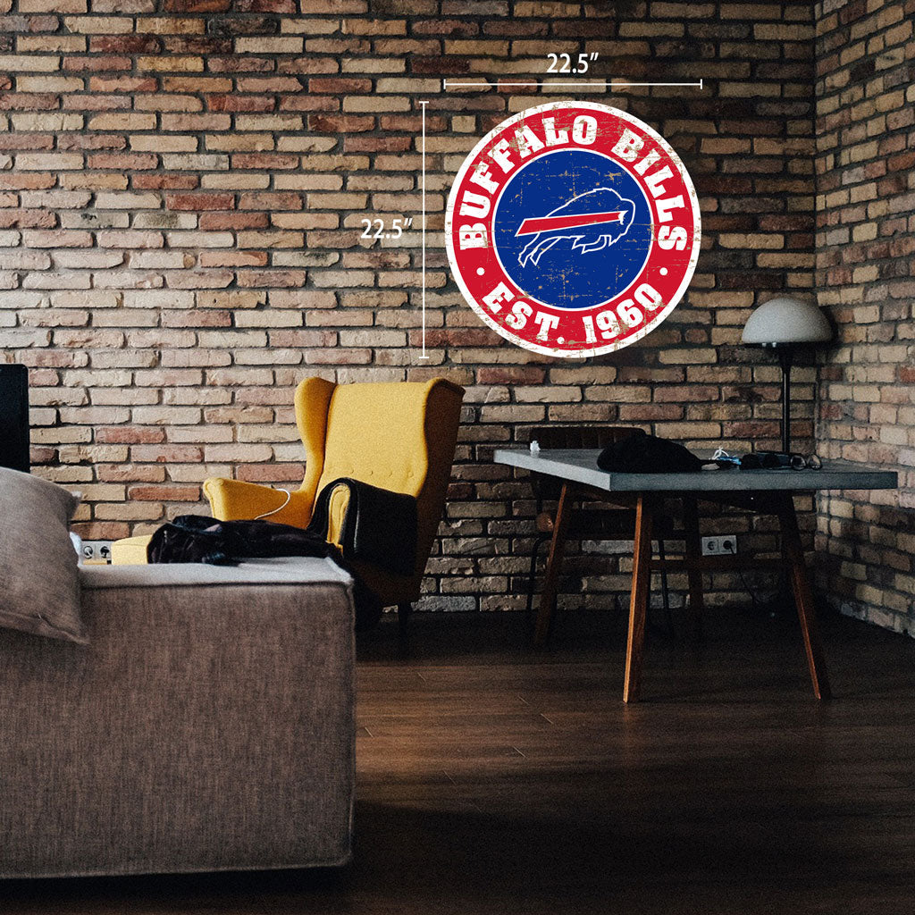Buffalo Bills Sign - 22" Round Distressed - Real Sports Apparel